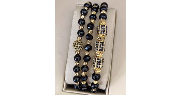 Set 3 bratari unisex modele deosebite cu margele perlate si forme cu ...